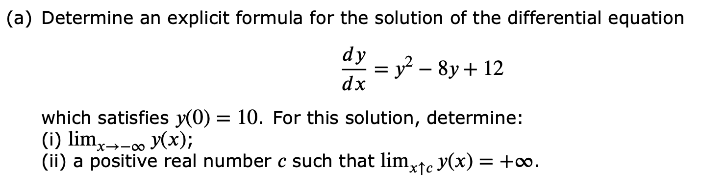 Solved (a) Determine an explicit formula for the solution of | Chegg.com