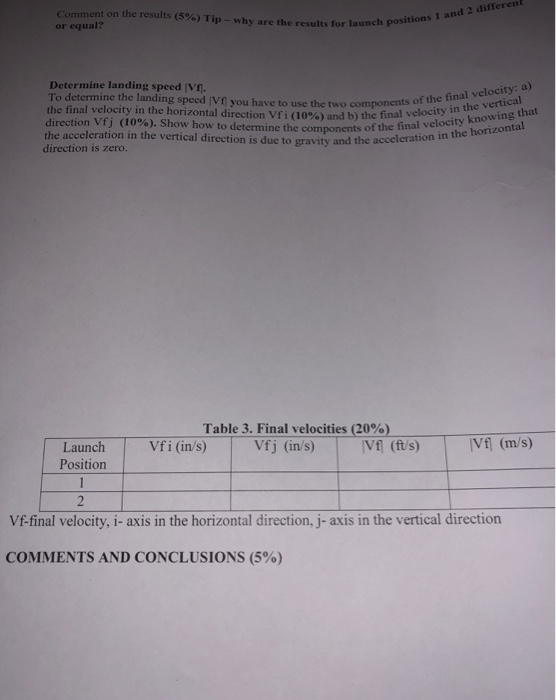 Solved Determining Initial Velocity Through Projectile | Chegg.com