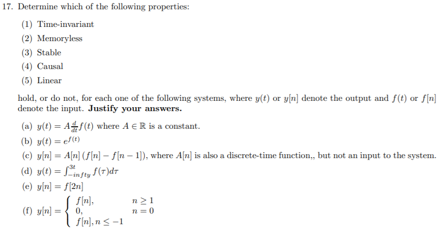 Solved 17. Determine which of the following properties: (1) | Chegg.com