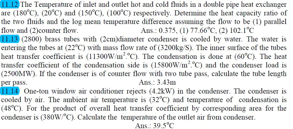 Solved 11.12 The Temperature of inlet and outlet hot and | Chegg.com