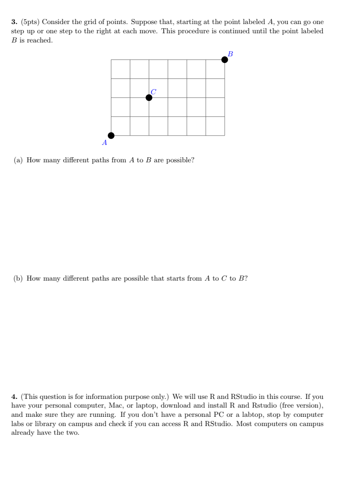 Solved 3. (5pts) Consider the grid of points. Suppose that, | Chegg.com