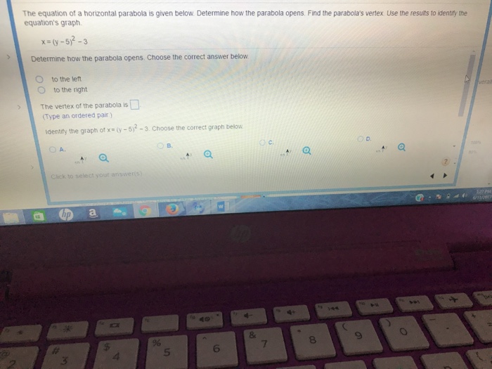 Solved The equation of a horizontal parabola is given below. | Chegg.com