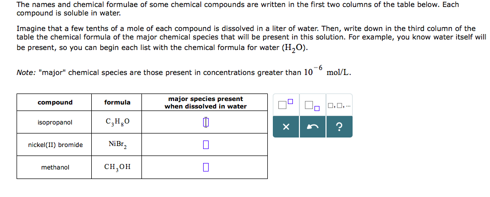 Solved The names and chemical formulae of some chemical | Chegg.com