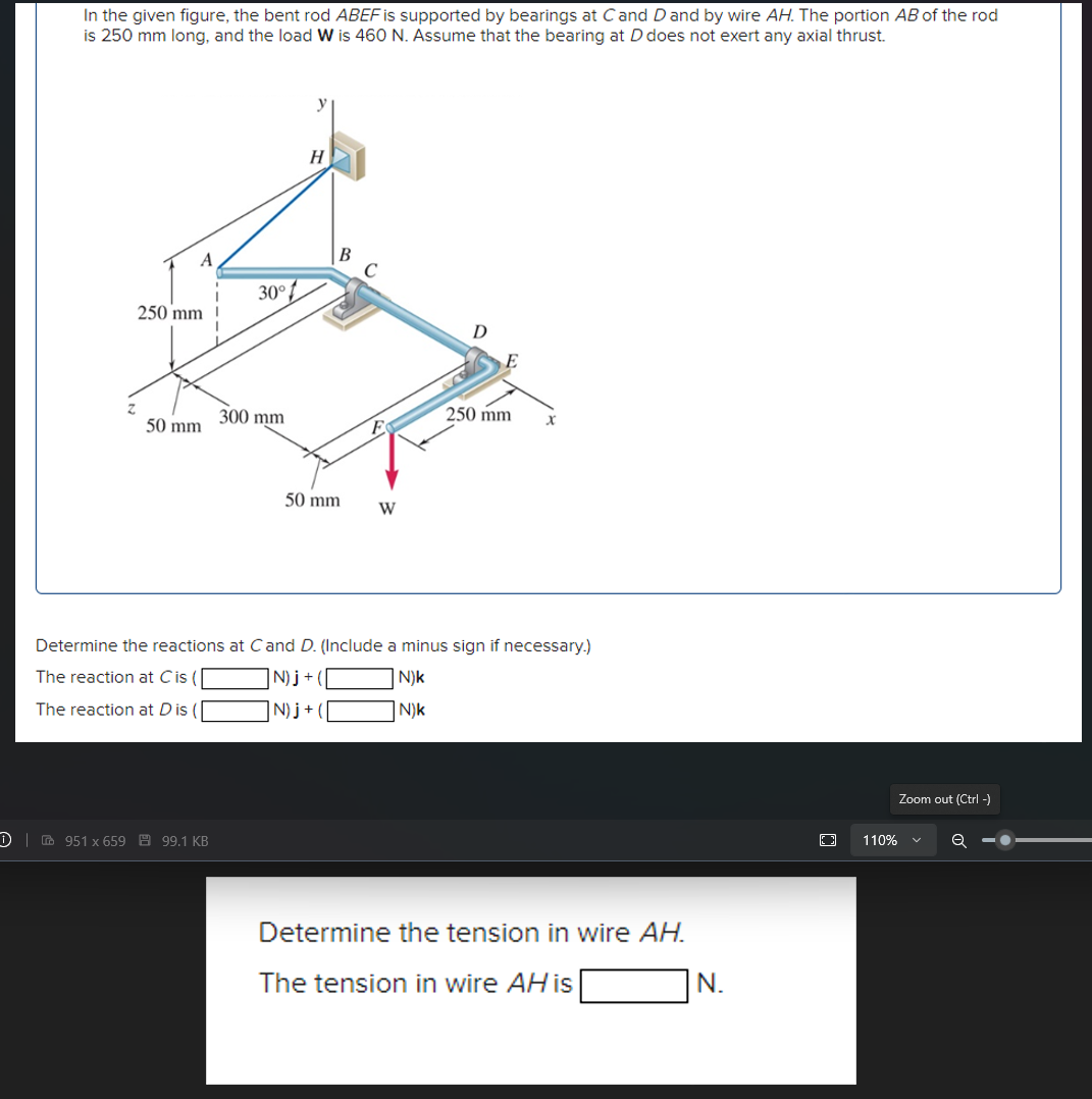 Solved In the given figure, the bent rod ABEF is supported | Chegg.com