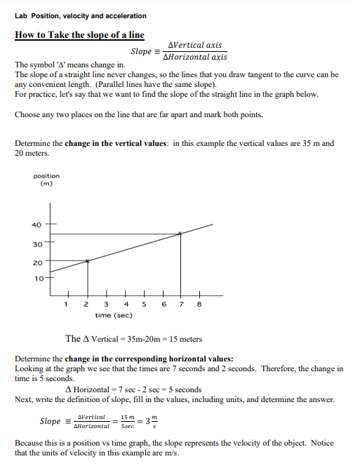 Solved Lab Position, velocity and acceleration Purpose: To | Chegg.com
