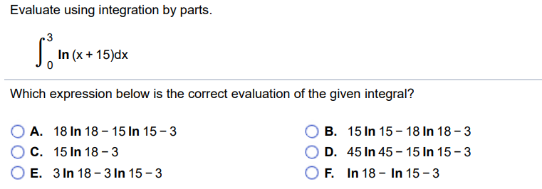 Solved Evaluate using integration by parts. So. 3 In (x + | Chegg.com