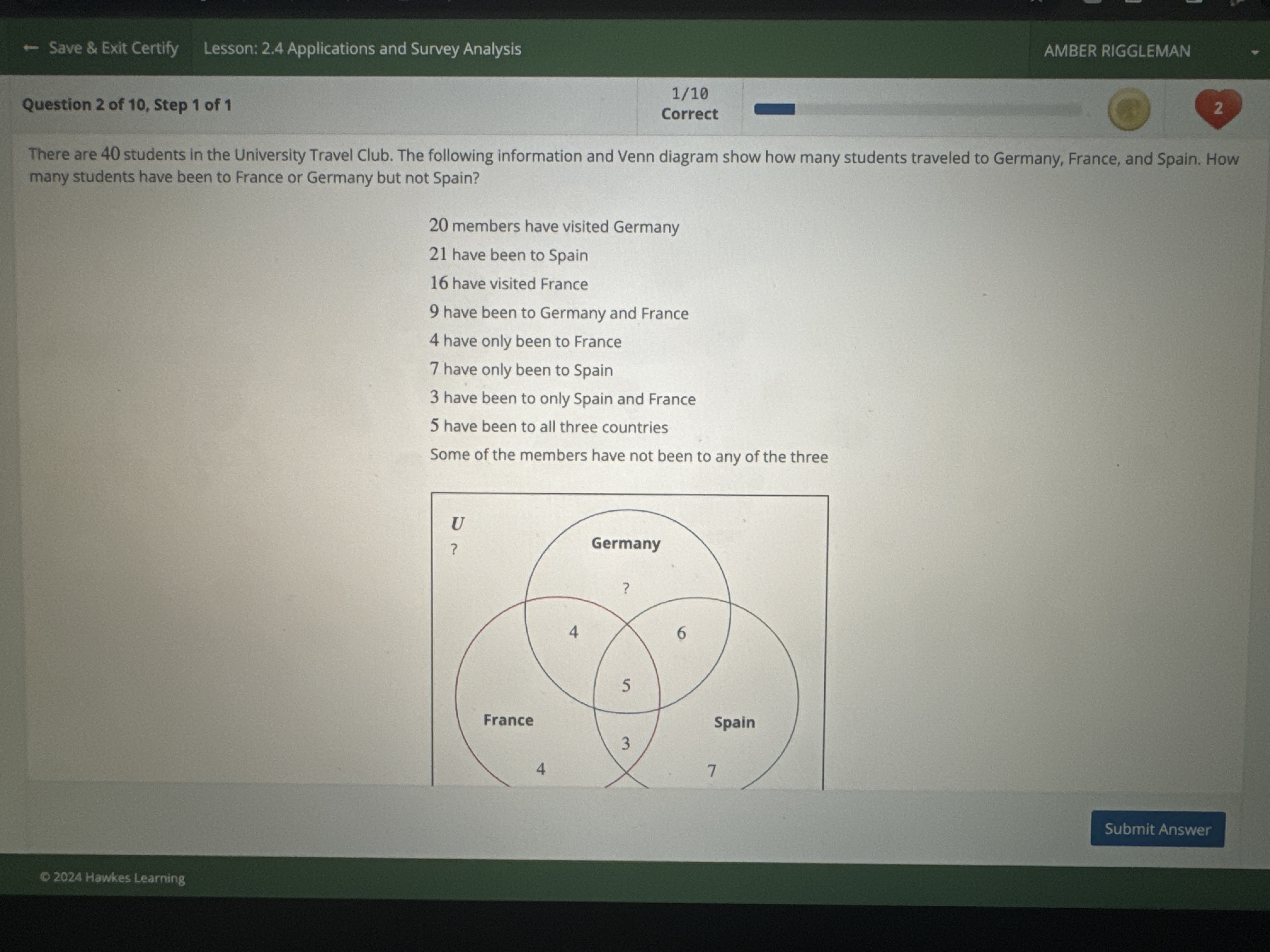 Solved There are 40 ﻿students in the University Travel Club. | Chegg.com