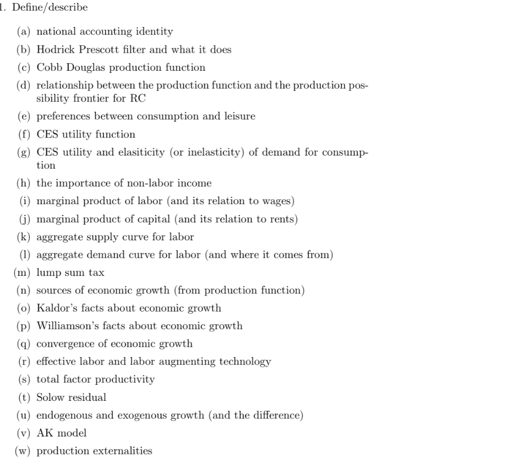 Solved 1. Define describe (a) national accounting identity | Chegg.com