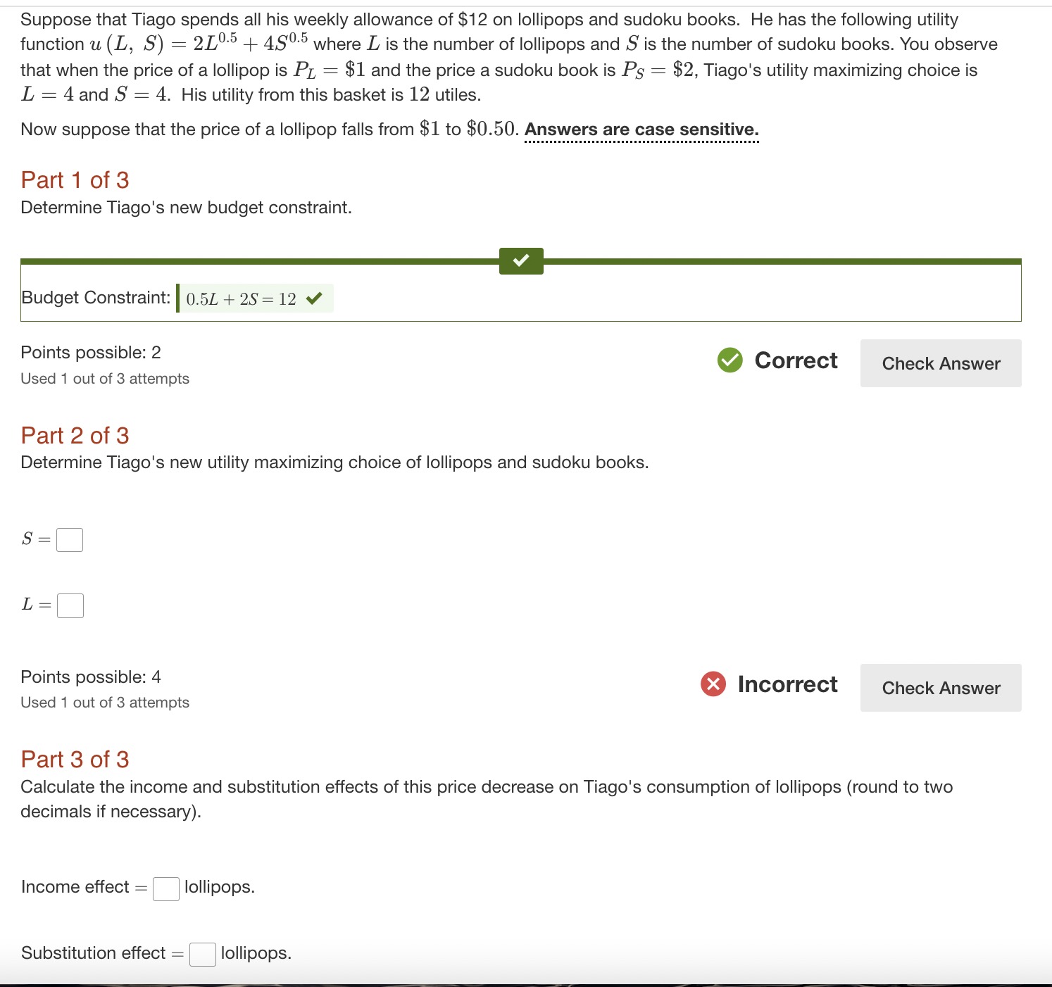Solved Suppose that Tiago spends all his weekly allowance of | Chegg.com