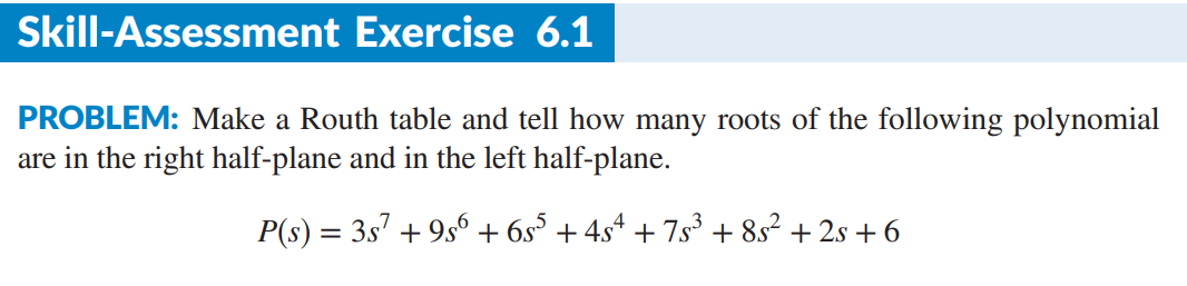 PROBLEM: Make a Routh table and tell how many roots | Chegg.com