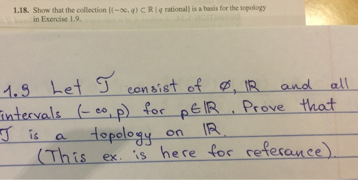 Solved Show that the collection ((-infinity, q) subset R|q | Chegg.com