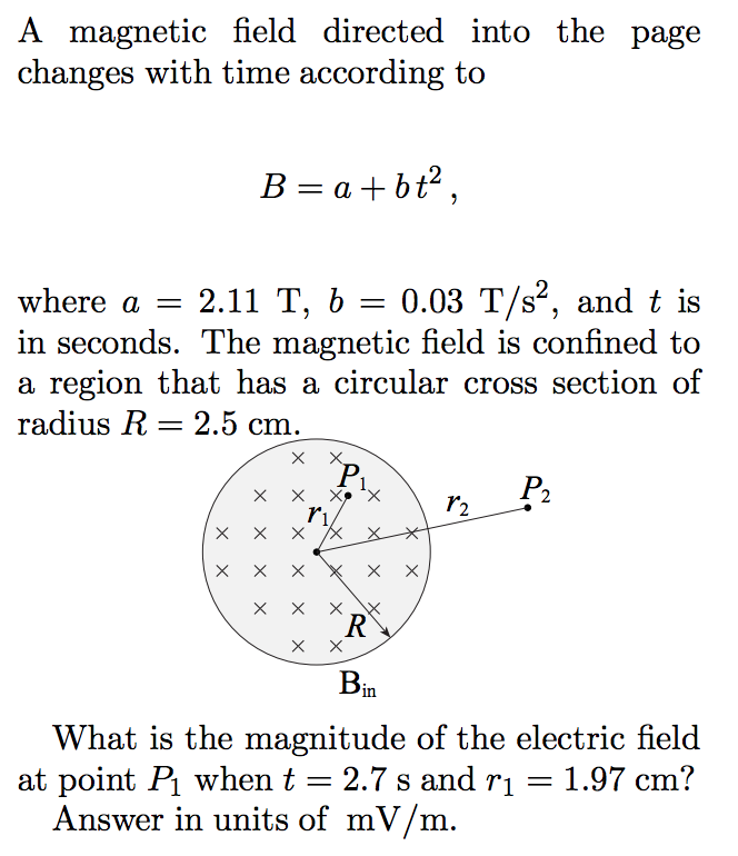 Solved A magnetic field directed into the page changes with | Chegg.com