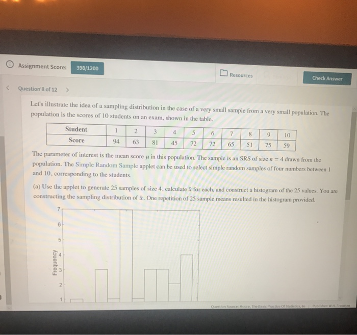 Solved Assignment Score: 398/1200 Resources Check Answer | Chegg.com
