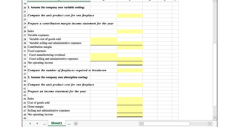 Solved Variable and Absorption Costing Excel FILE HOME | Chegg.com
