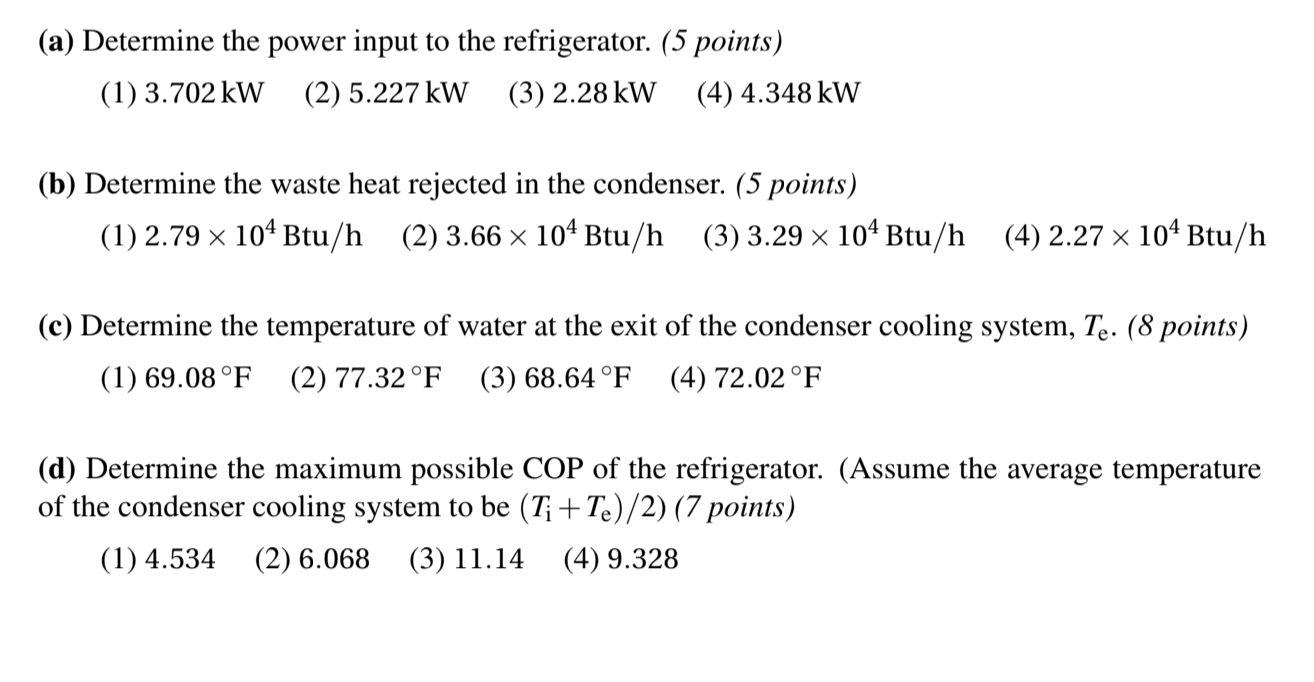 Solved A food department is kept at -12 C by a refrigerator | Chegg.com