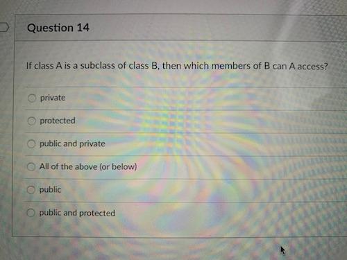 Solved Question 14 If class A is a subclass of class B, then | Chegg.com