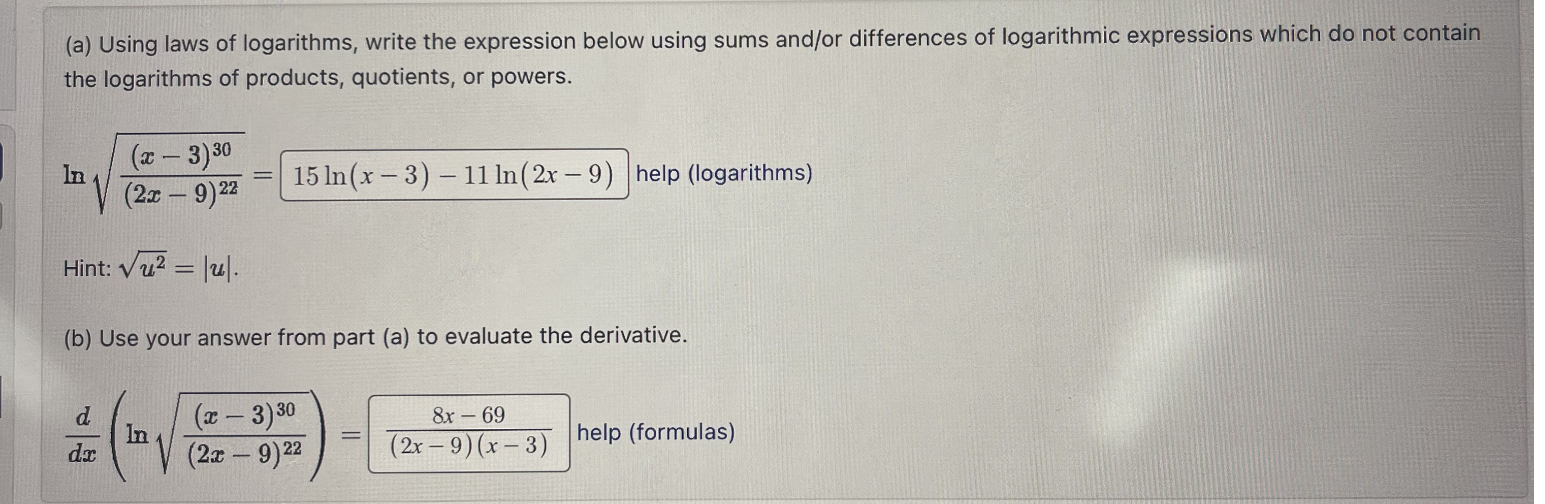 Solved (a) Using laws of logarithms, write the expression | Chegg.com
