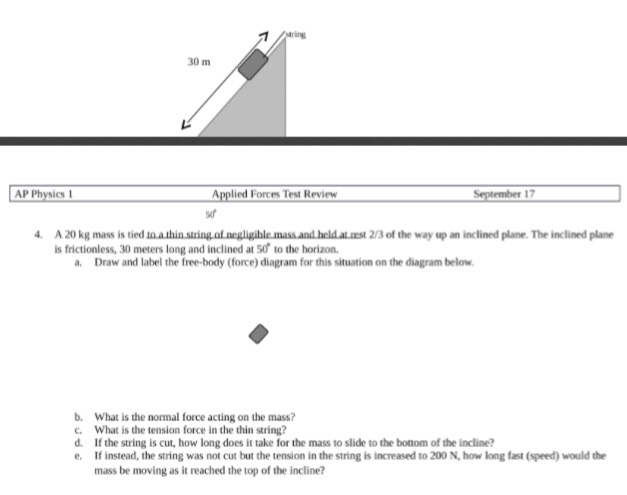 Solved 30 m AP Physics 1 Applied Forces Test Review sdf | Chegg.com