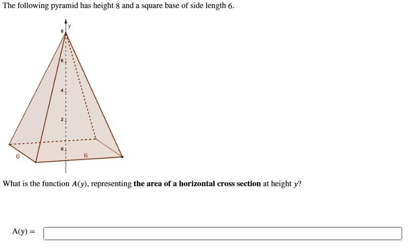 Solved The following pyramid has height 8 and a square base | Chegg.com