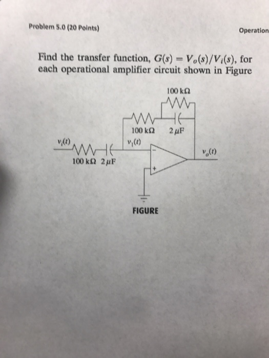 Solved Find the transfer function, G(s) = V_0(s)/V_i(s), for | Chegg.com