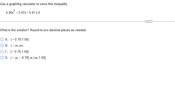 Solved Use a graphing calculator to solve this inequality. | Chegg.com