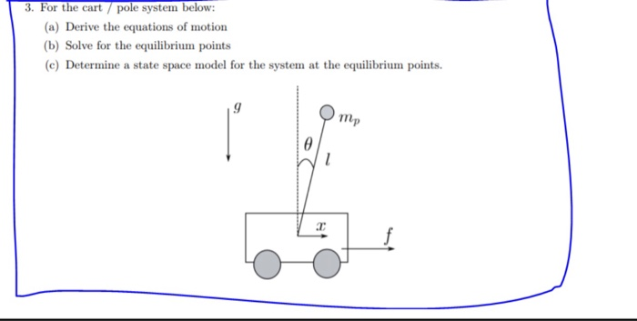 3. For the cart / pole system below: (a) Derive the | Chegg.com