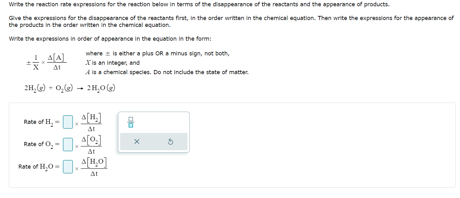 Solved Write the reaction rate expressions for the reaction | Chegg.com