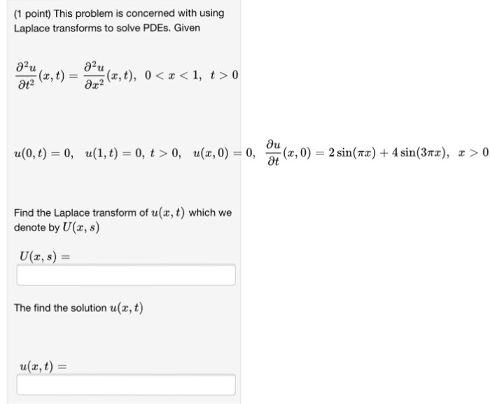 Solved This problem is concerned with using Laplace | Chegg.com