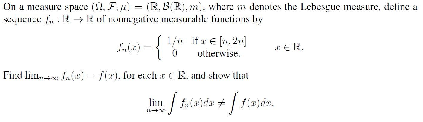 Solved On a measure space (12, F,y) = (R, B(R), m), where m | Chegg.com