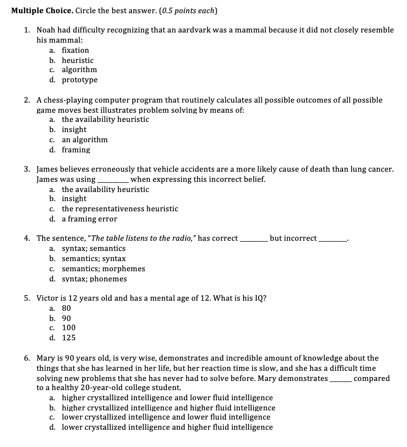 Solved Multiple Choice. Circle the best answer. (0.5 points | Chegg.com