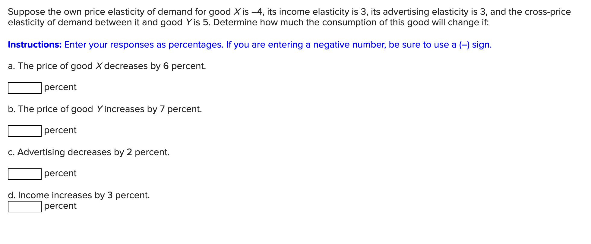 Solved Suppose the own price elasticity of demand for good X | Chegg.com