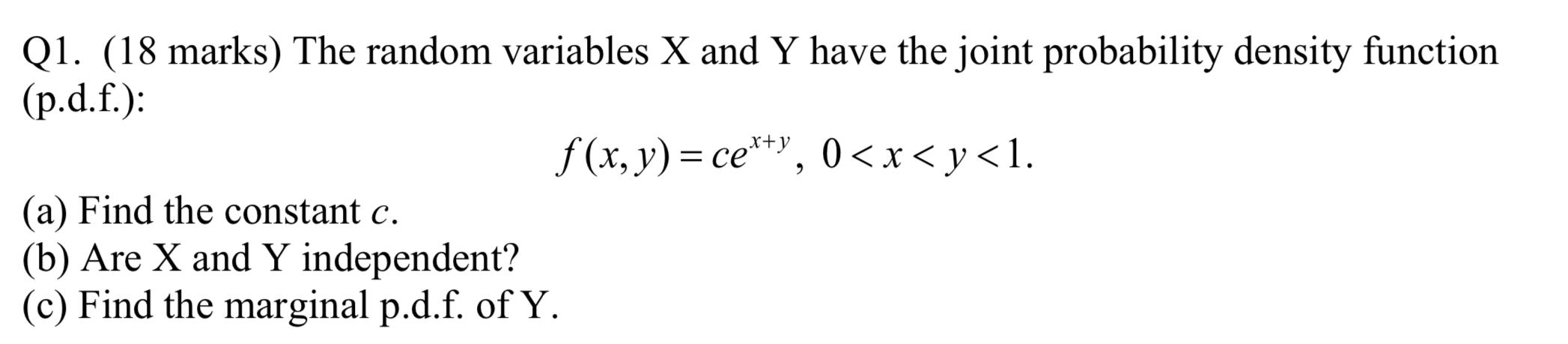 Solved The random variables X and Y have the joint | Chegg.com