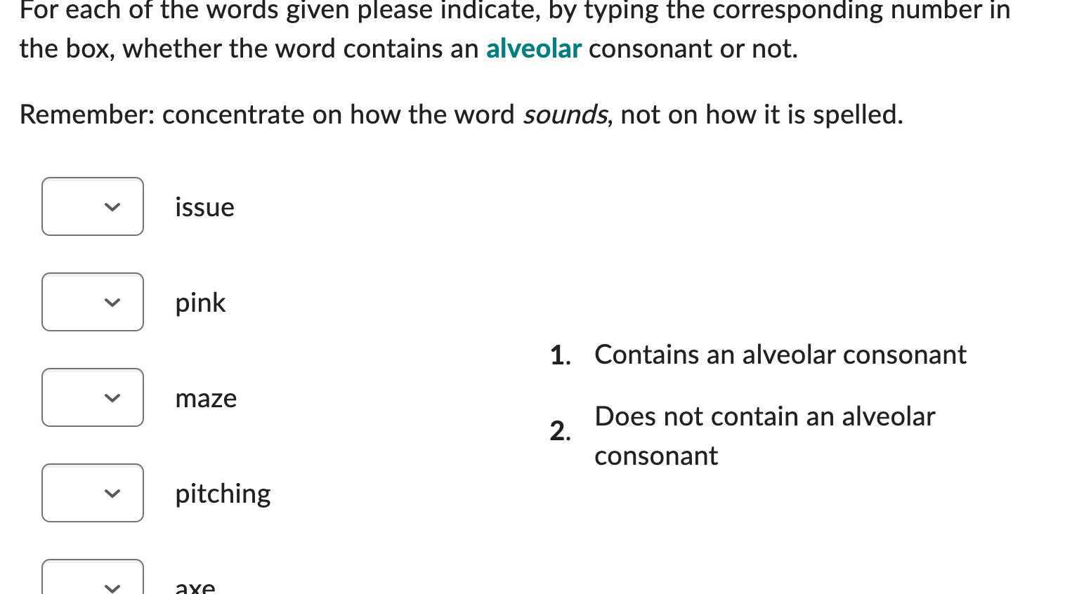 For each of the words given please indicate, by | Chegg.com