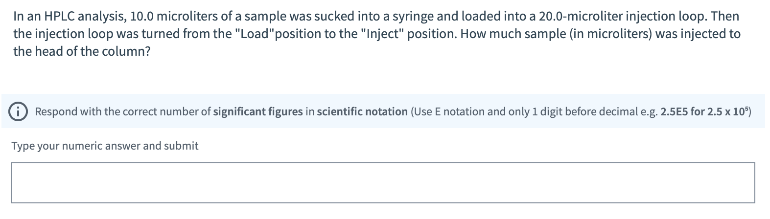 Solved In an HPLC analysis, 10.0 microliters of a sample was | Chegg.com