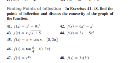 Solved Finding Points of Inflection In Exercises 41-48, find | Chegg.com