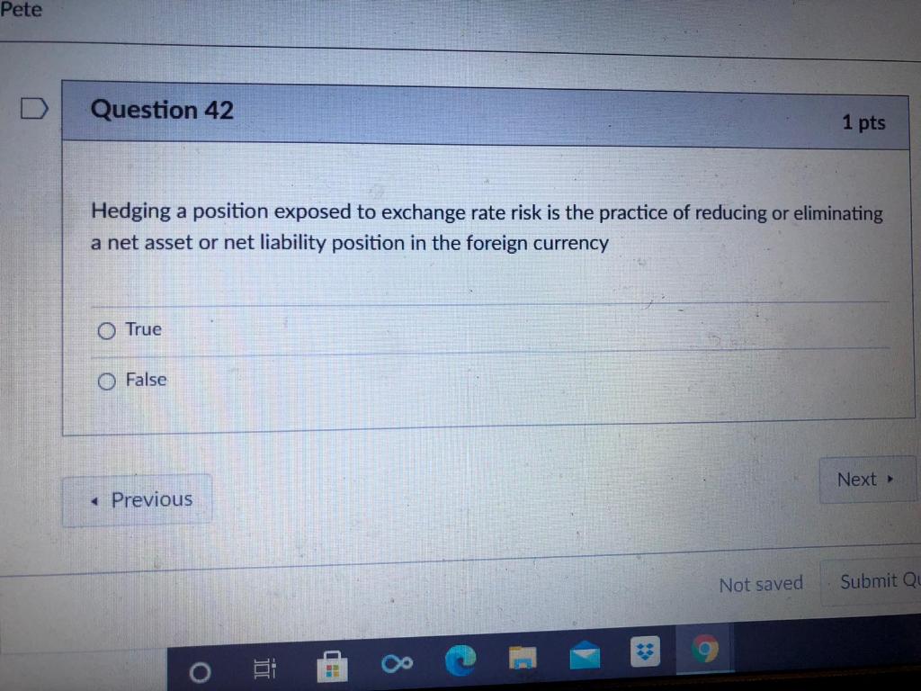 Solved Pete Question 42 1 pts Hedging a position exposed to | Chegg.com Solved Pete Question 42 1 pts Hedging a position exposed to | Chegg.com