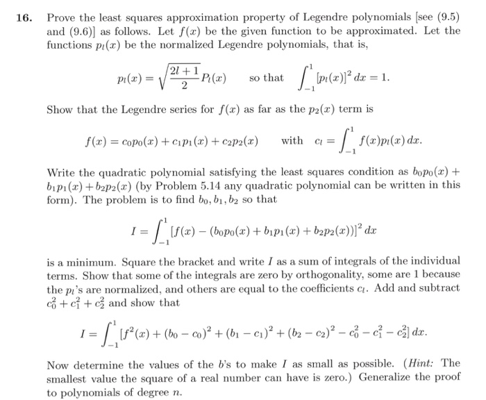 Solved Prove the least squares approximation property of | Chegg.com