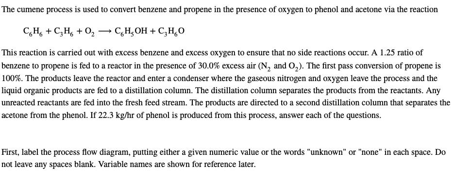 Solved C6H6+C3H6+O2 C6H5OH+C3H6O This reaction is carried | Chegg.com