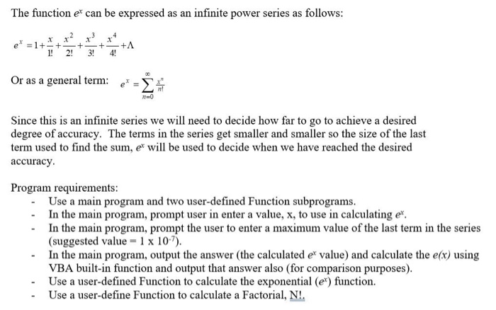Solved The function e can be expressed as an infinite power | Chegg.com