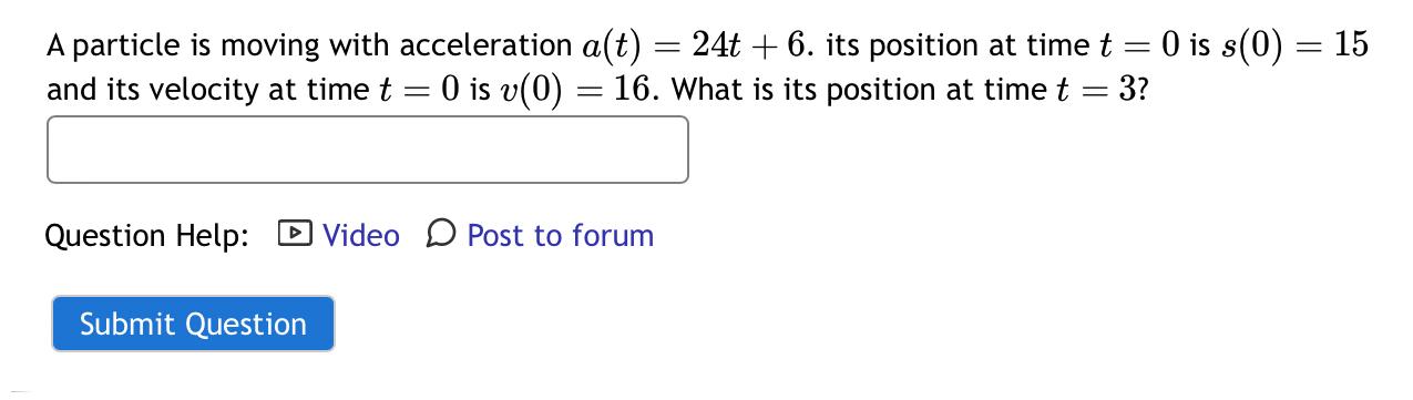 Solved A particle is moving with acceleration a(t)=24t+6. | Chegg.com