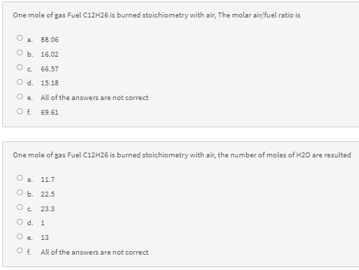 Solved one mole of Fuel C12H26 is burned stoichiometry with | Chegg.com