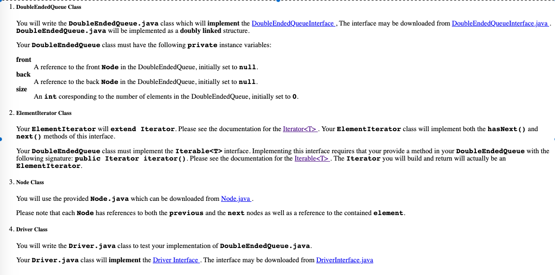 Solved Please Write The Java Code For Doubleendedqueue Chegg