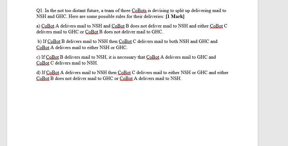 Solved Encode statements (a)-(d) in propositional logic | Chegg.com