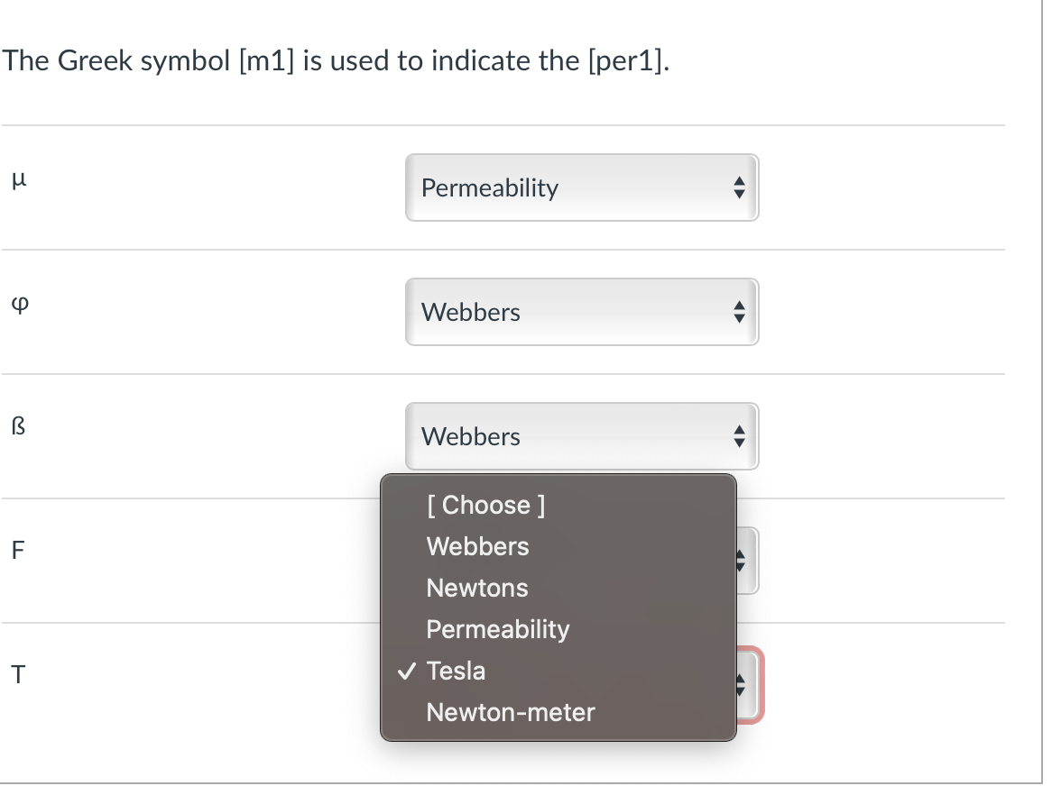 Solved Drop down possible answers are all the same for each | Chegg.com