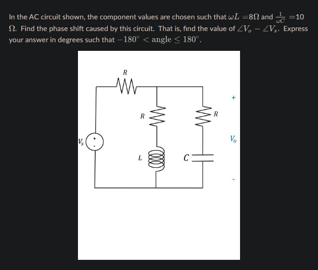 Solved In the AC circuit shown, the component values are | Chegg.com