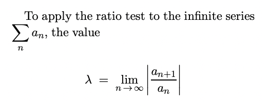 Solved To apply the ratio test to the infinite series Σαη, | Chegg.com