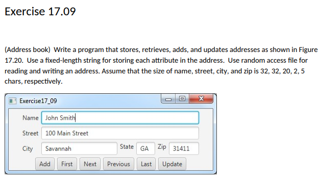 Solved Exercise 17.09 (Address book) Write a program that | Chegg.com