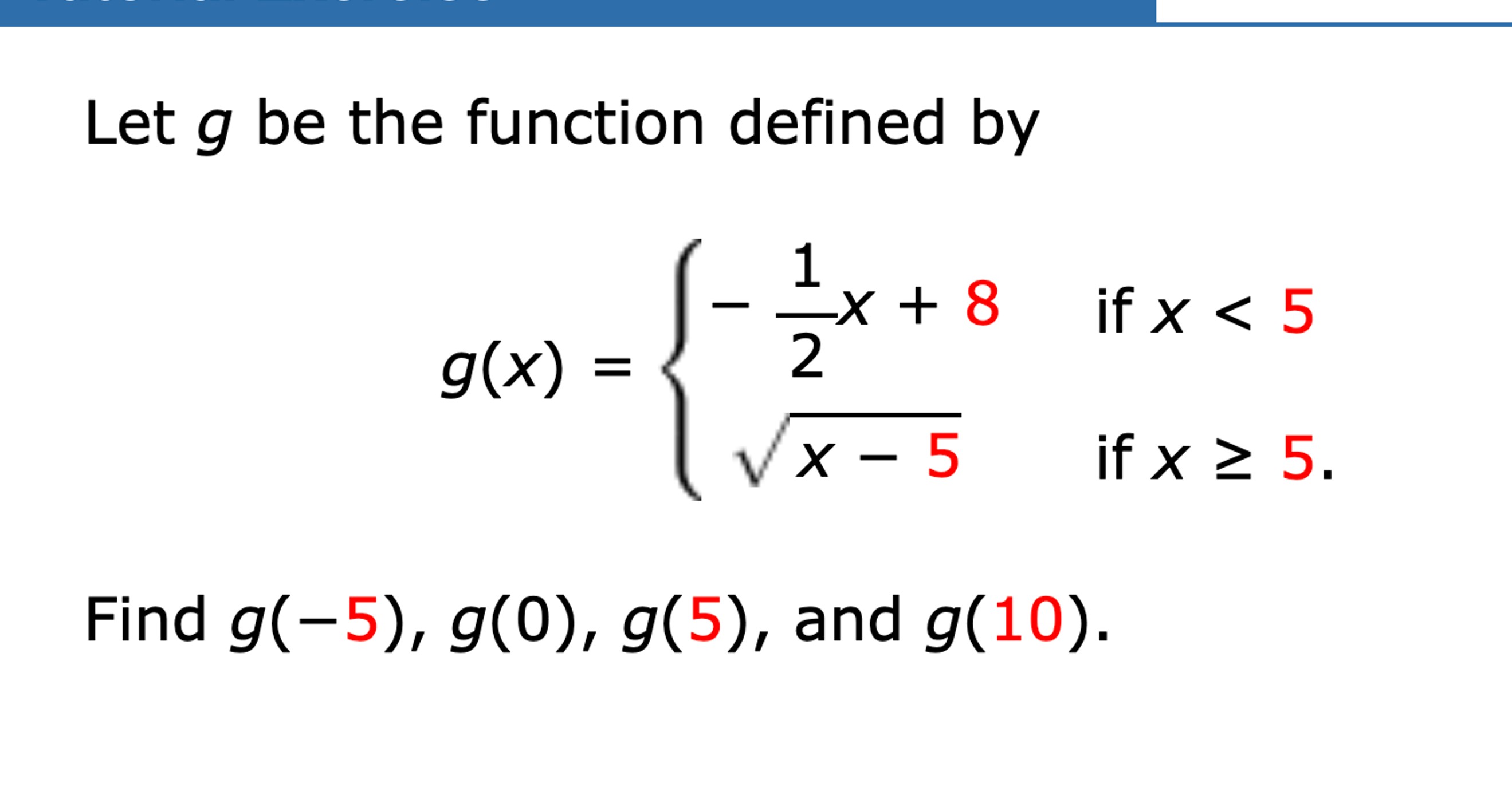 Solved Let g ﻿be the function defined | Chegg.com