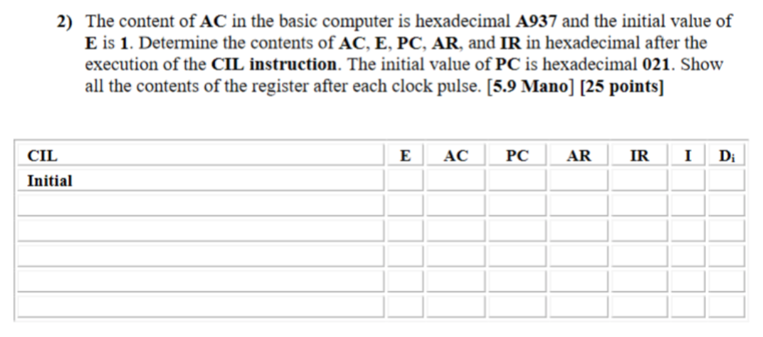 2) The content of AC in the basic computer is | Chegg.com
