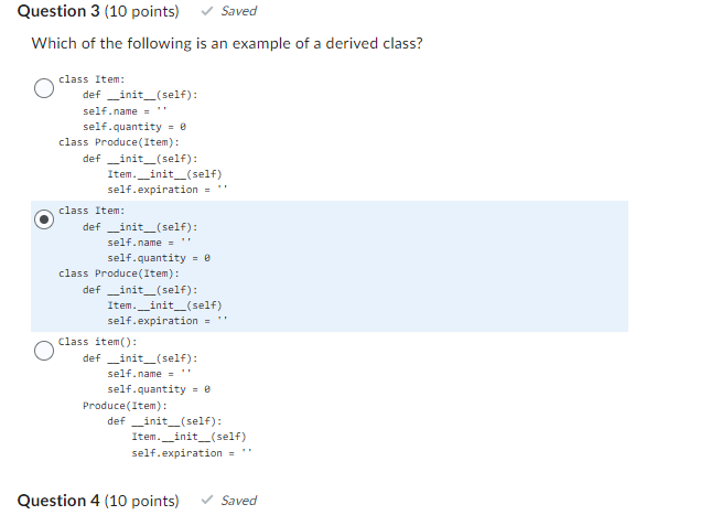 Solved Question 3 (10 points) Saved Which of the following | Chegg.com